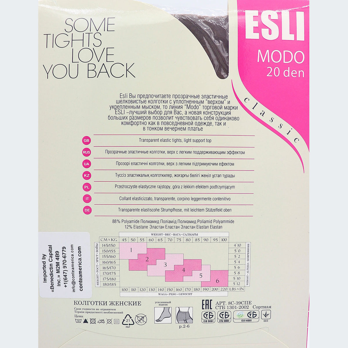 ESLI MODO Classic 20 Den (Non-Control/Reinforced Panty – PhantomOutlet